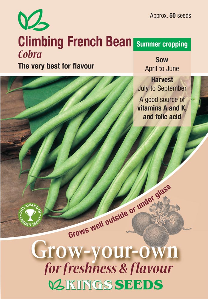 Organic Climbing French Bean Cobra Seeds | Mill Race Garden Centre