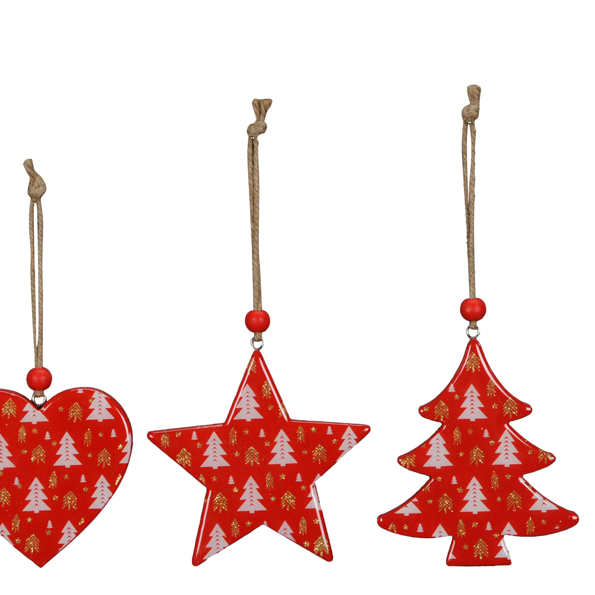 Red and White Star/Heart/Tree Hanging Christmas Tree Decoration ...