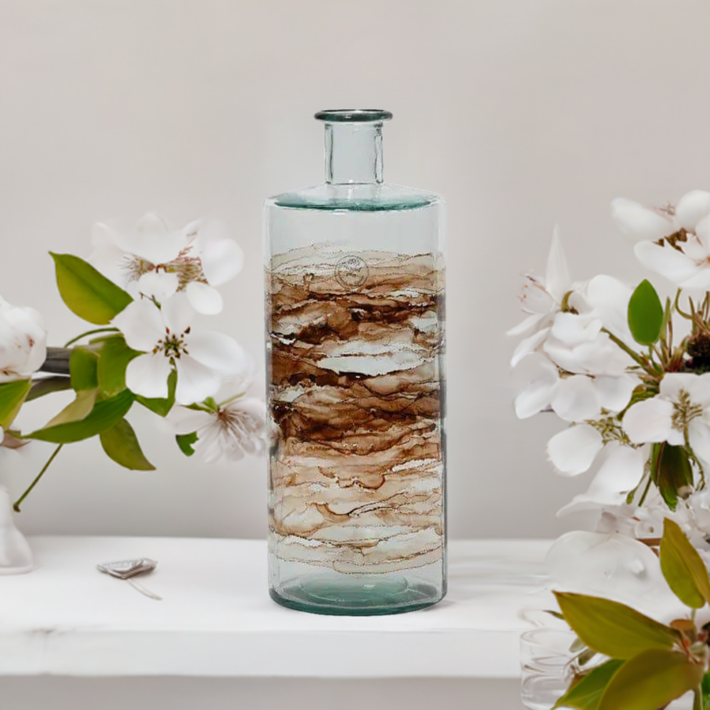 Vase Recycled Glass Terracotta 40x15cm By Kaemingk | Mill Race Garden ...
