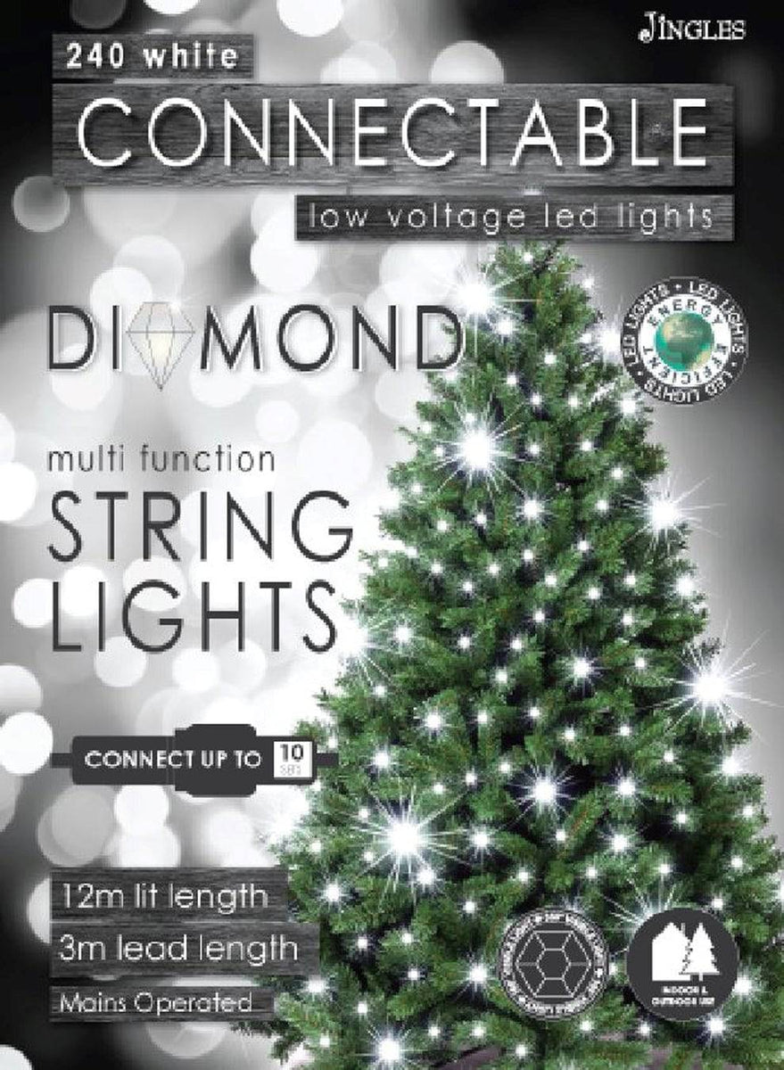 240 LED White Diamond Connectable Multi Function String Lights | Mill ...