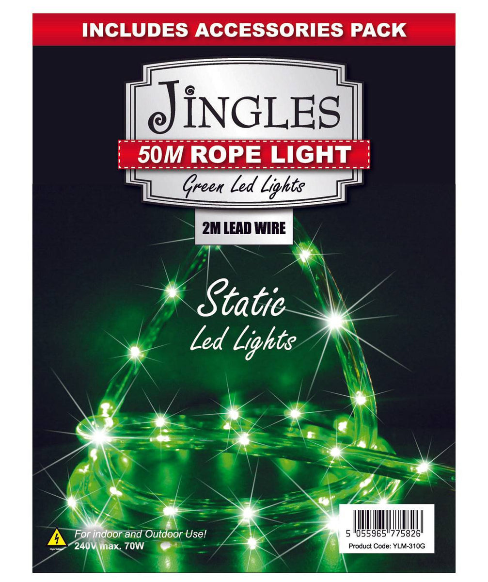 50m Rope LED Green Static Lights | Mill Race Garden Centre