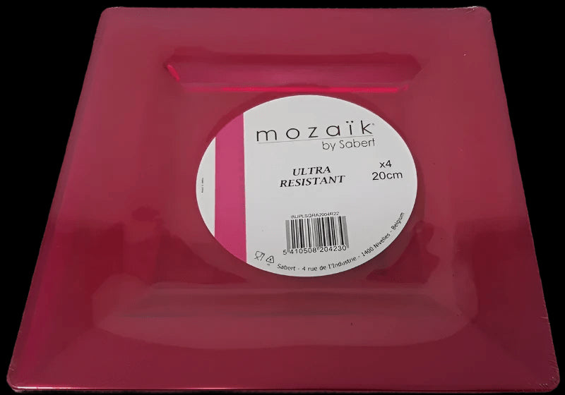 Raspberry Square Disposable Plates – 20cm Party Tableware | 4 Pack ...