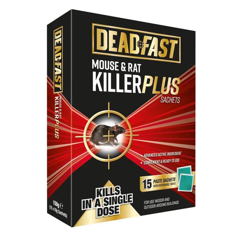 Deadfast Mouse & Rat Killer Plus Sachets x 15 | Mill Race Garden Centre